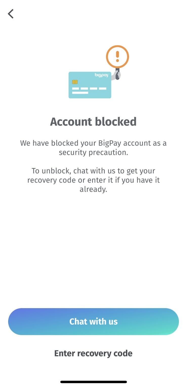 Recovery Code for Blocked Account 🔑 – BigPay Thailand Support